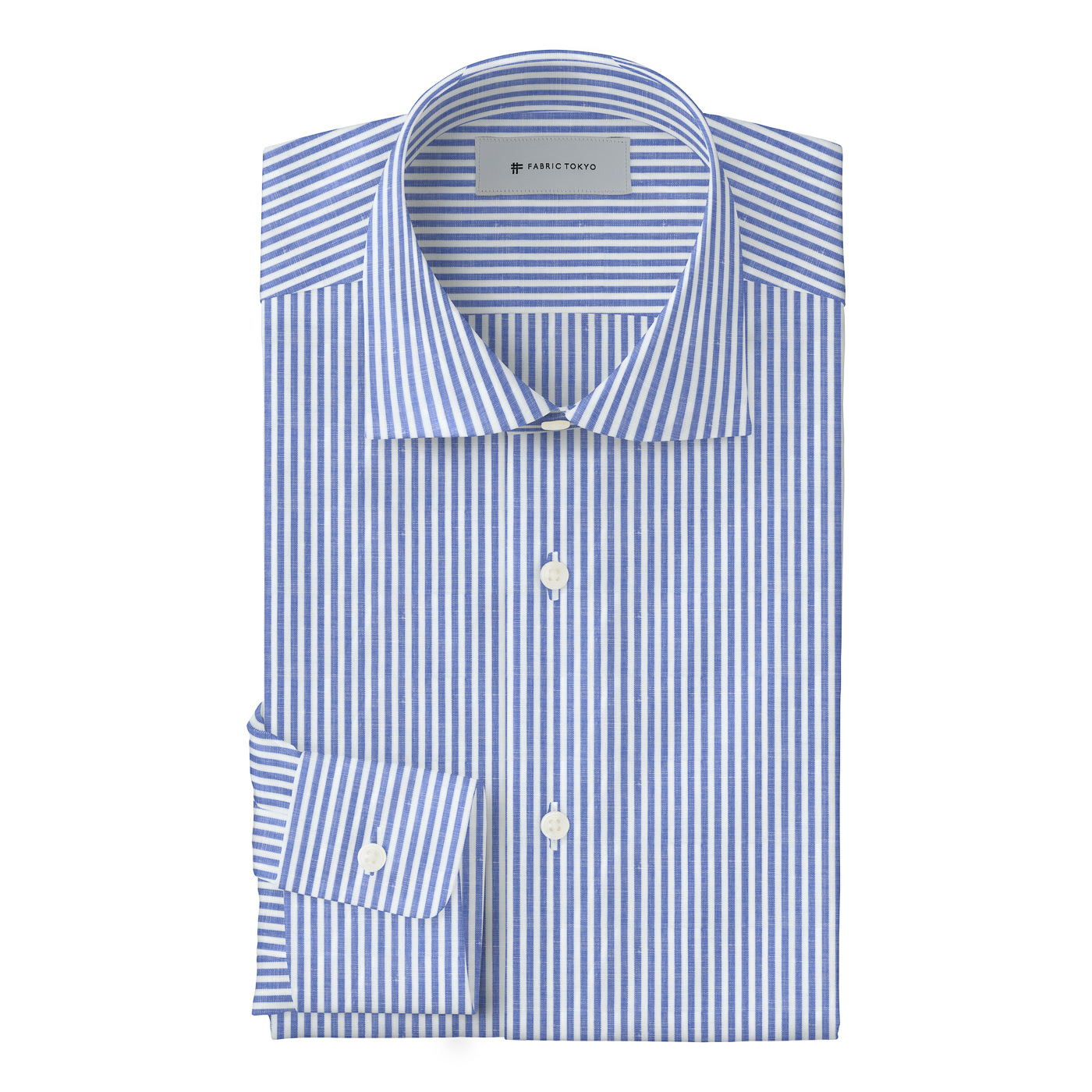 HERDMANS COTTON LINEN ブルーロンドンストライプシャツ | オーダースーツのFABRIC TOKYO