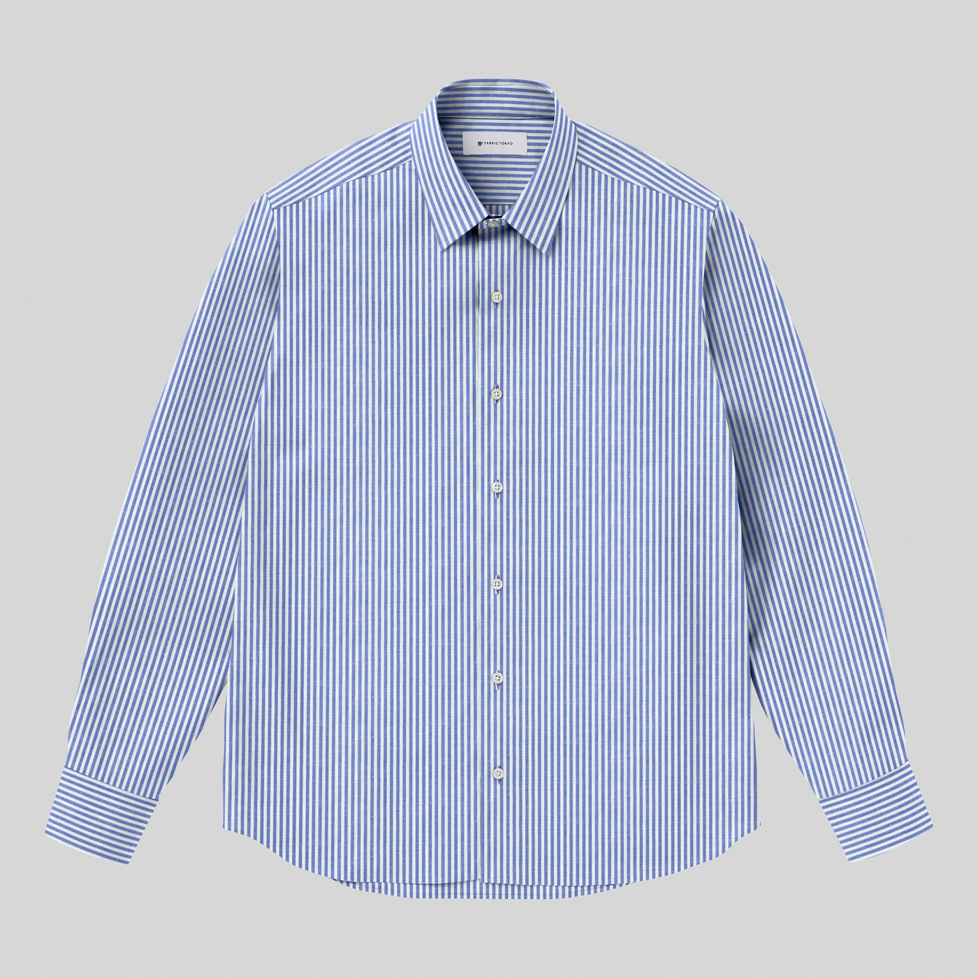 HERDMANS COTTON LINEN ブルーロンドンストライプタックアウトシャツ | オーダースーツのFABRIC TOKYO