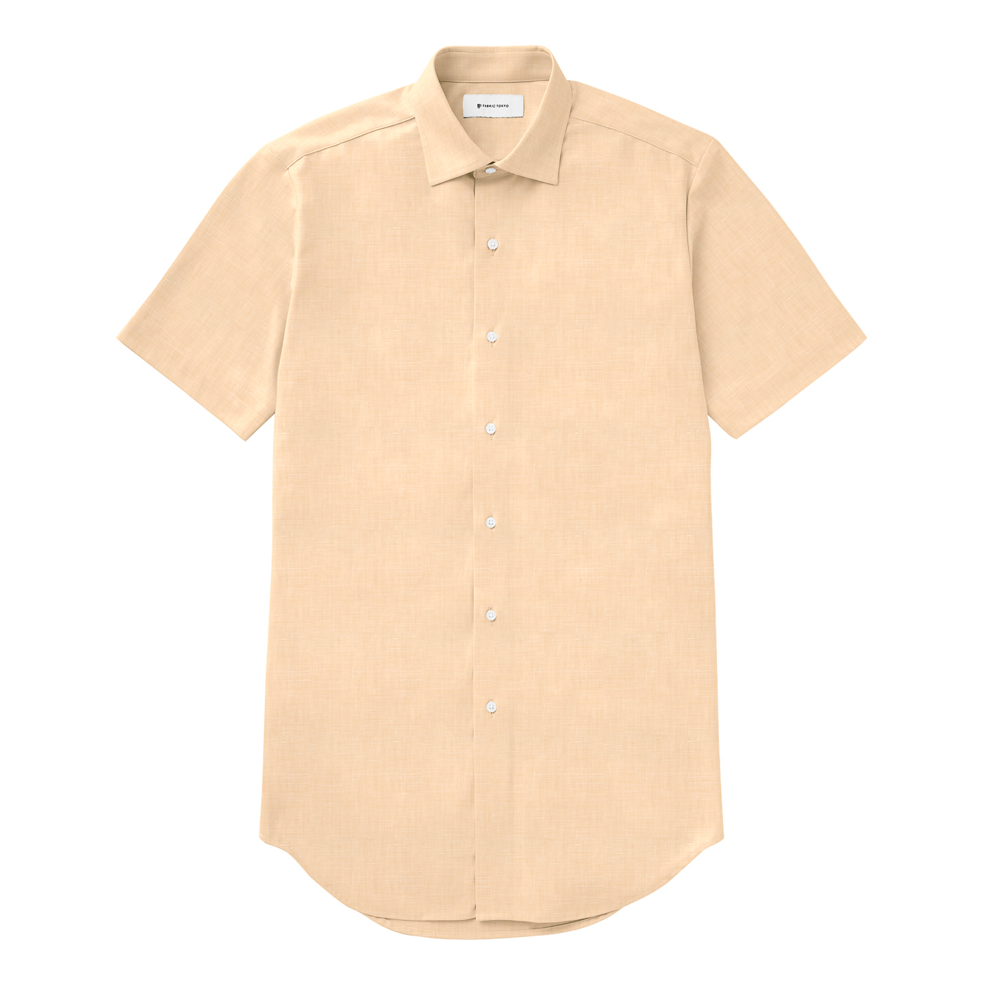 HERDMANS COTTON LINEN ベージュ平織り無地半袖シャツ | オーダースーツのFABRIC TOKYO