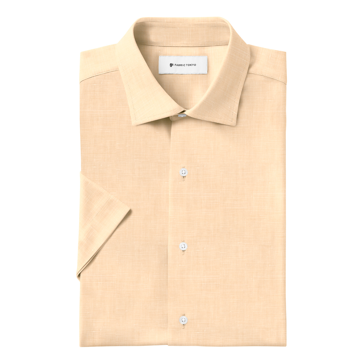 HERDMANS COTTON LINEN ベージュ平織り無地半袖シャツ | オーダースーツのFABRIC TOKYO