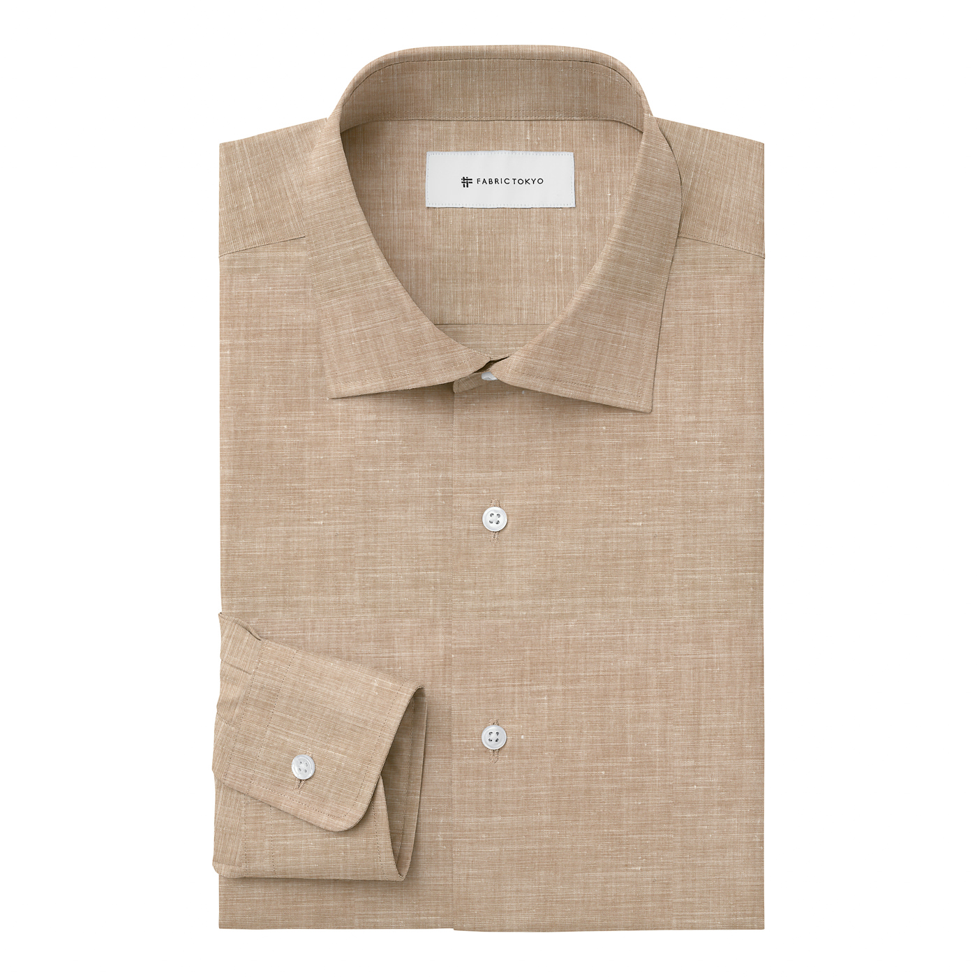 HERDMANS COTTON LINEN ライトブラウン平織り無地シャツ | オーダースーツのFABRIC TOKYO