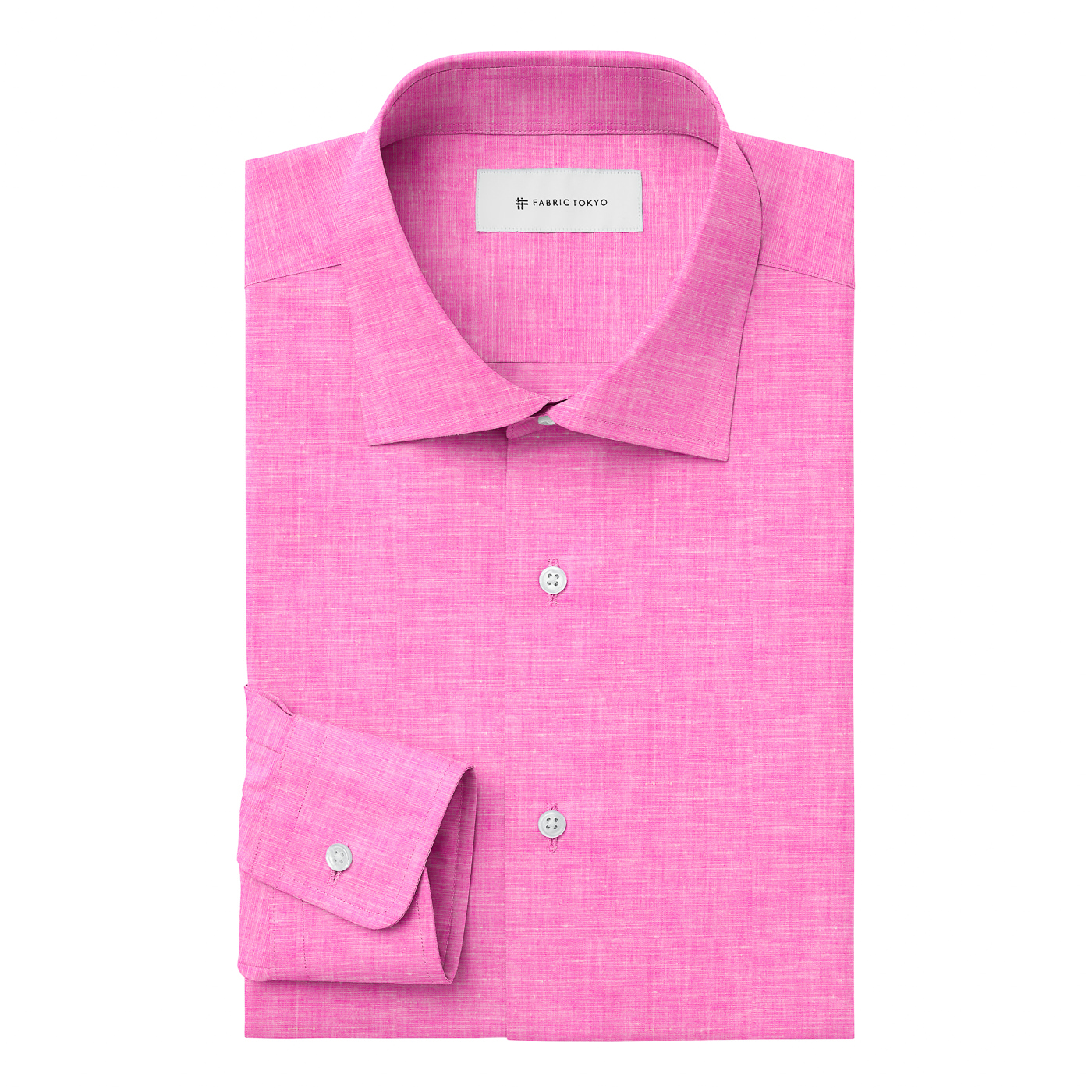 HERDMANS COTTON LINEN ピンク平織り無地シャツ | オーダースーツのFABRIC TOKYO