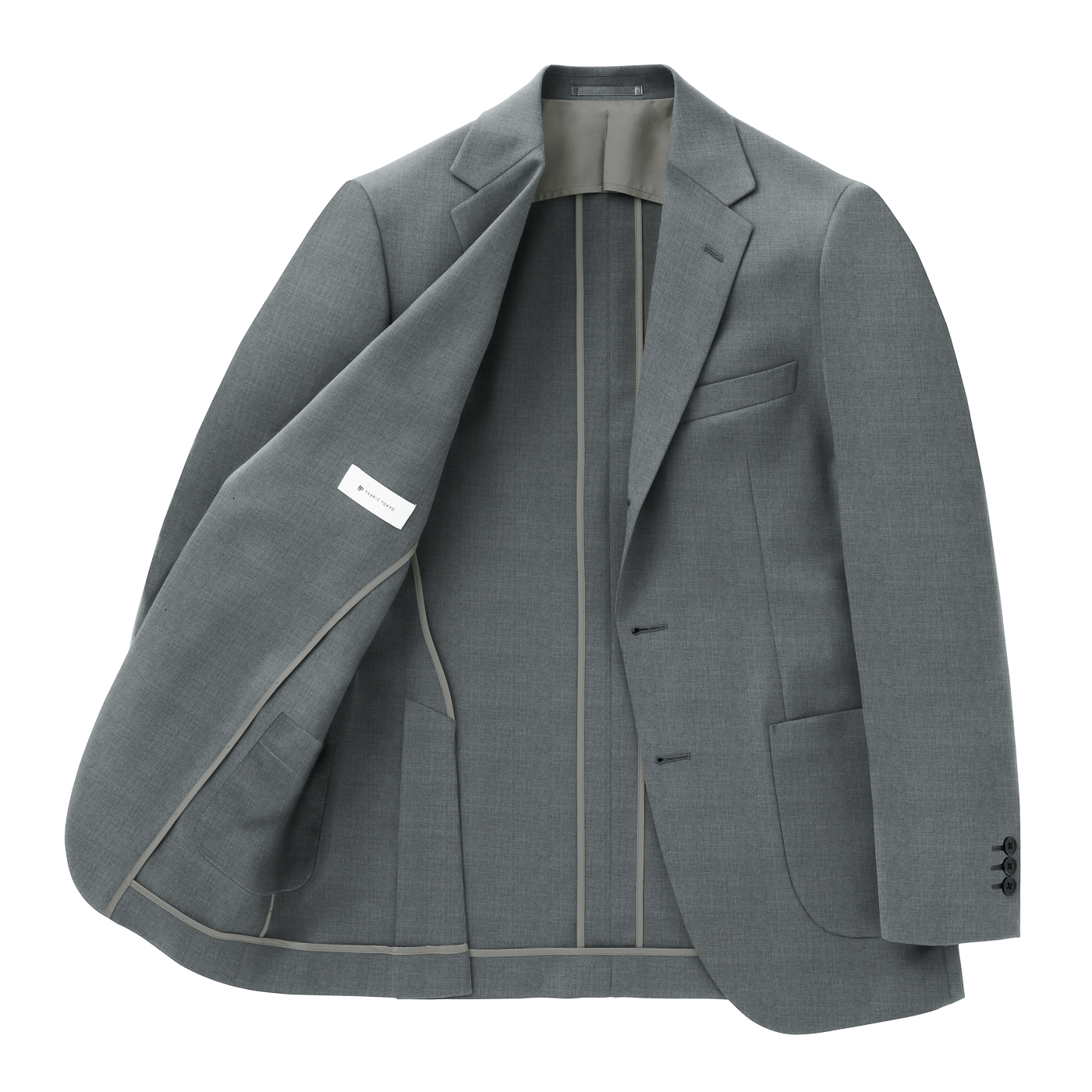 COMBAT WOOL STRETCH グレー平織り無地ビジネスカジュアルセットアップ | オーダースーツのFABRIC TOKYO