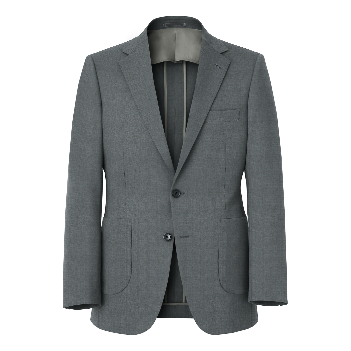 COMBAT WOOL STRETCH グレー平織り無地ビジネスカジュアルセットアップ | オーダースーツのFABRIC TOKYO