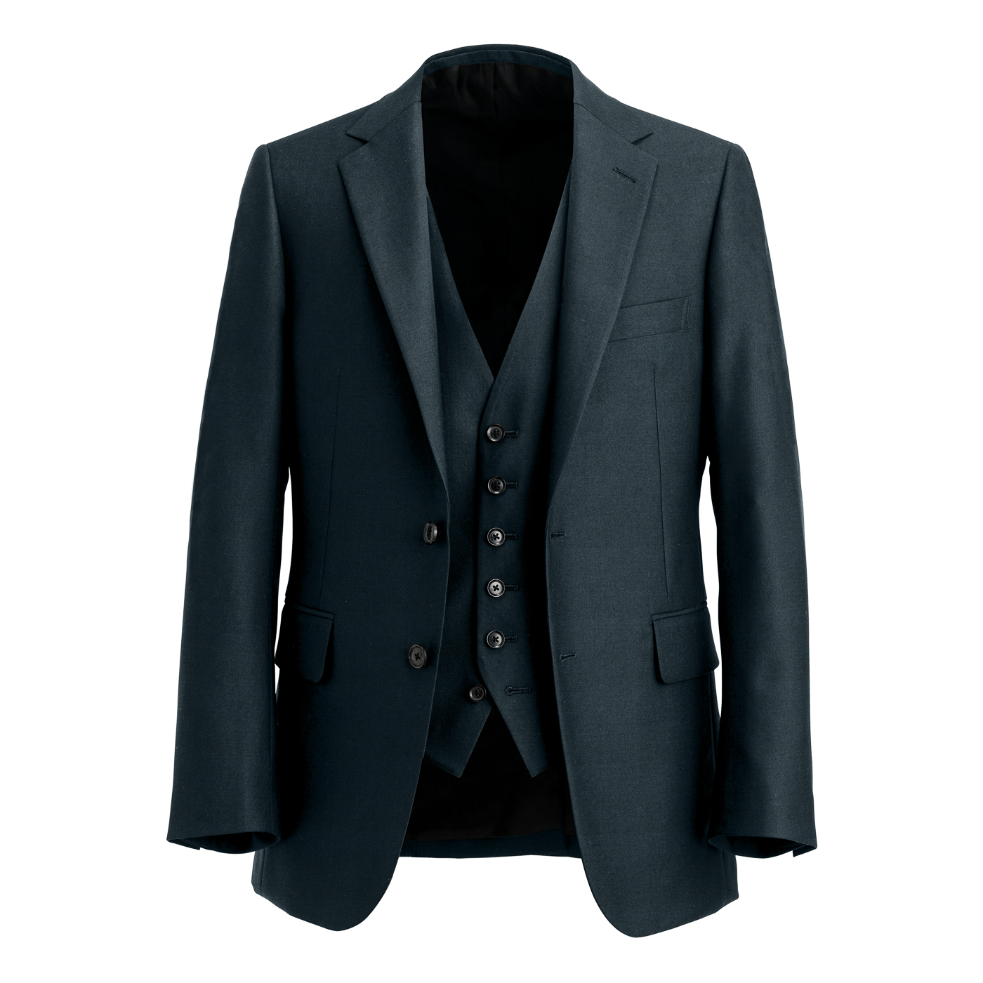 MARLANE STRETCH PREMIUM WOOL グリーンブルーサテンスリーピーススーツ | オーダースーツのFABRIC TOKYO