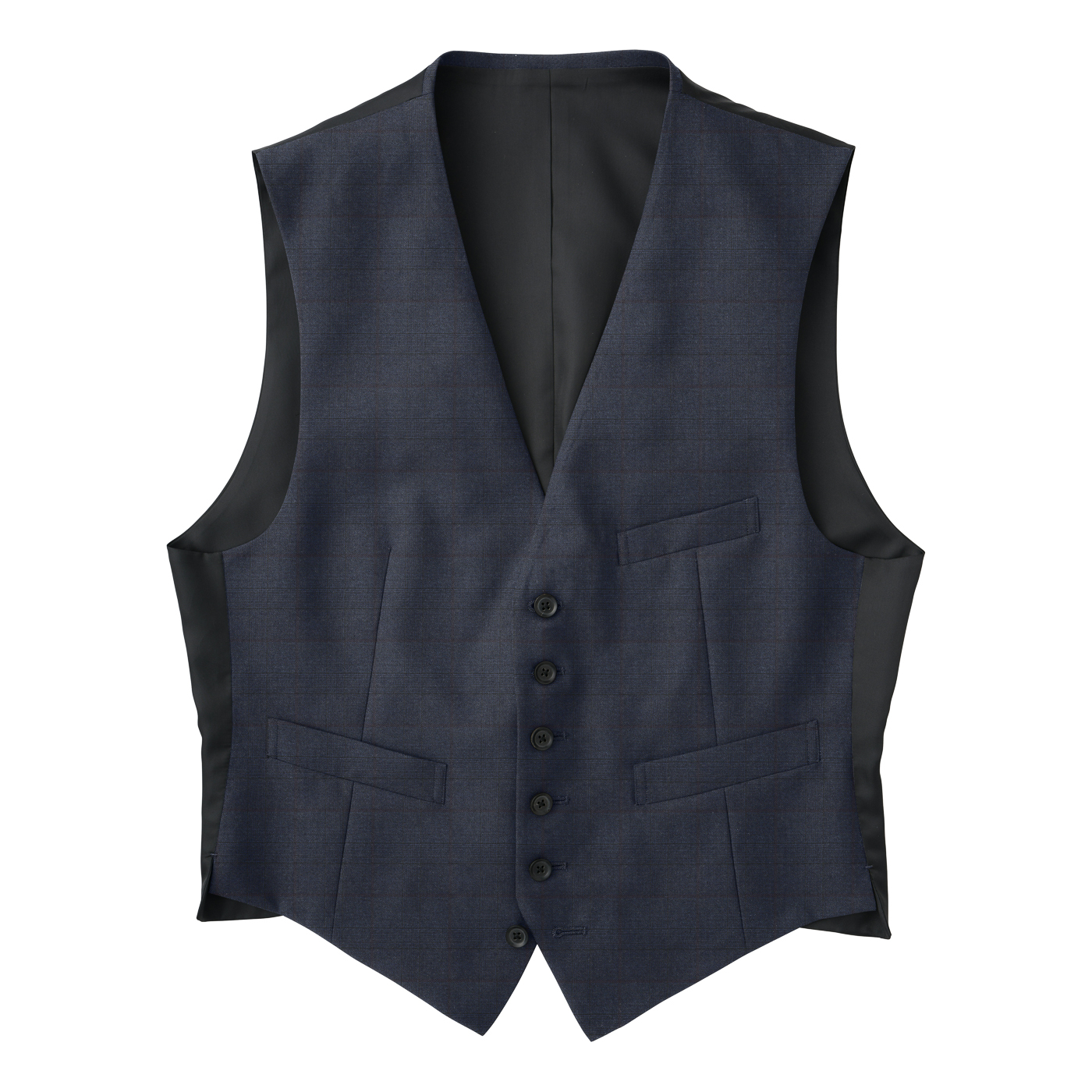 REDA FLEXO PREMIUM STRETCH WOOL ダークネイビーチェックベスト | オーダースーツのFABRIC TOKYO